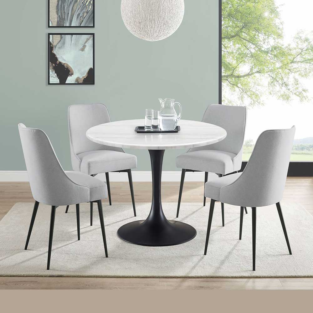 White Solid Marble Dining Table 90cm Round – Aslams Home